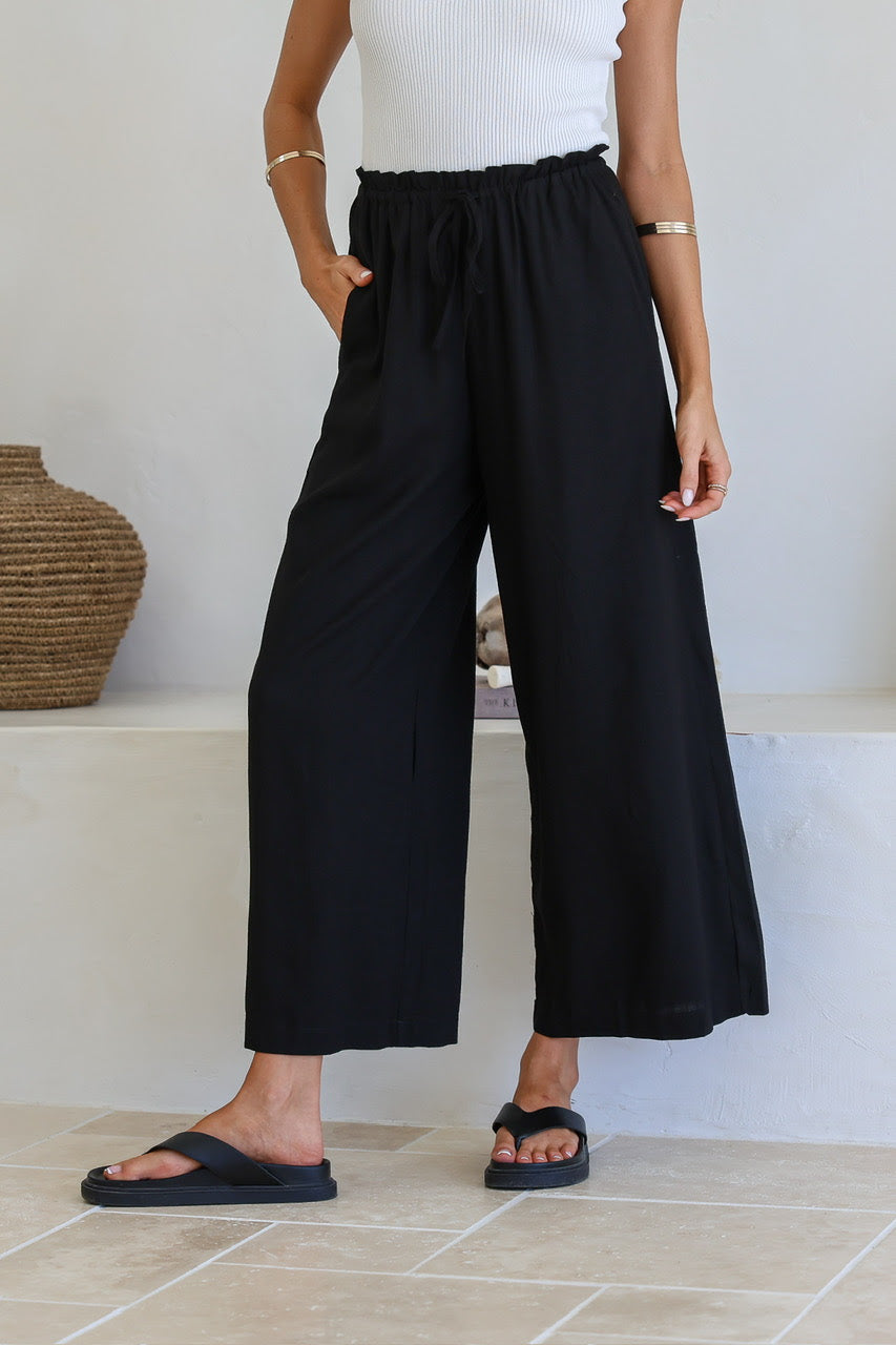 Linen Pant- Black – Two Birds Blue